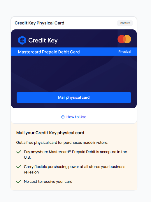 Physical Credit Key Card – Credit Key